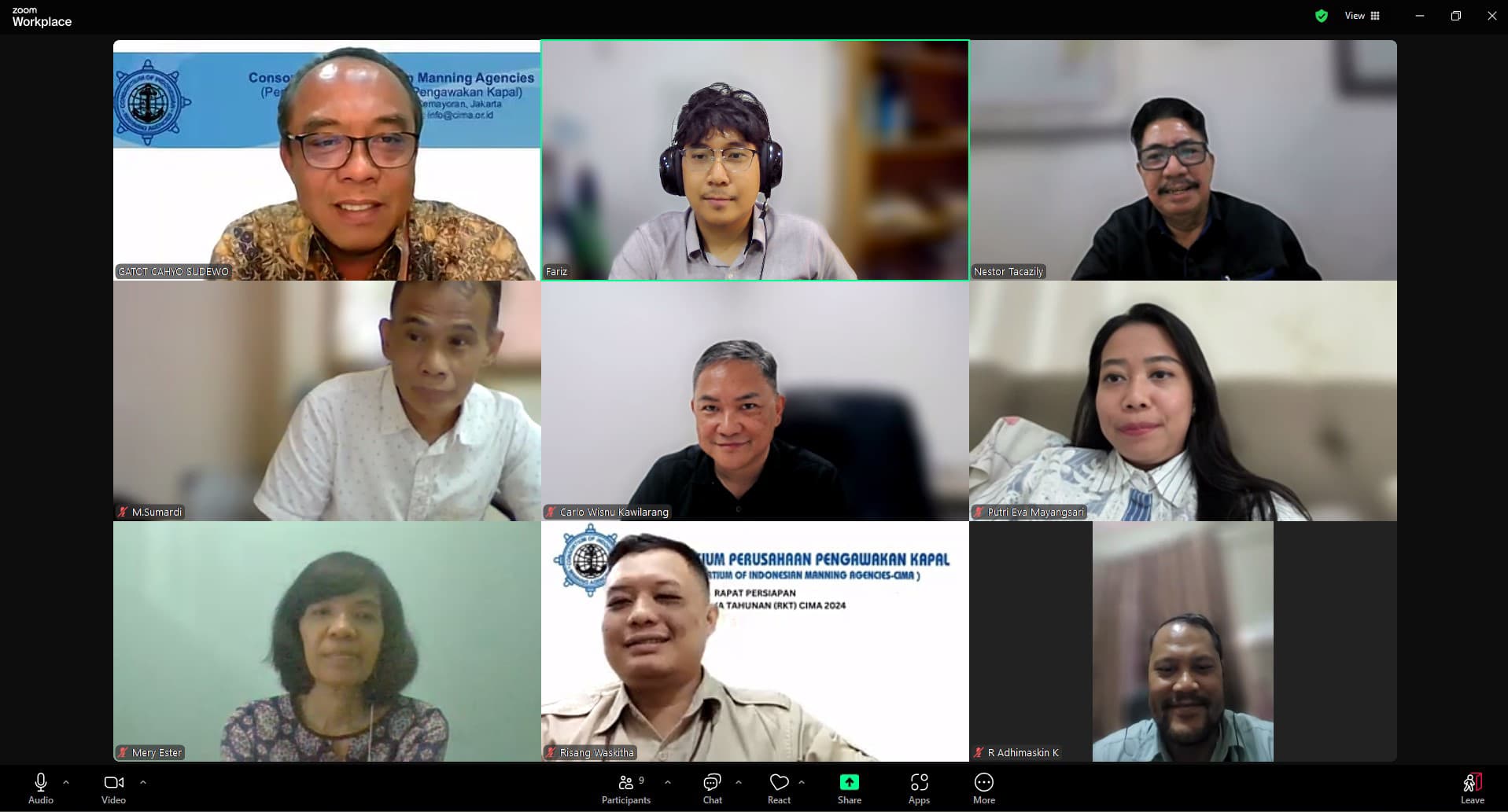 Zoom Meeting Persiapan Pertemuan IMEC & Ditkapel - CIMA